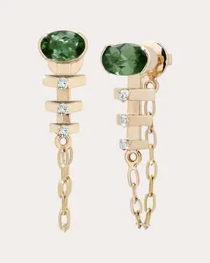 RITIQUE Tourmaline Mini Tricone Loop Earrings - Green