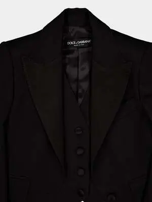 Dolce & Gabbana Cropped Wool Gabardine Jacket With Peak Lapels