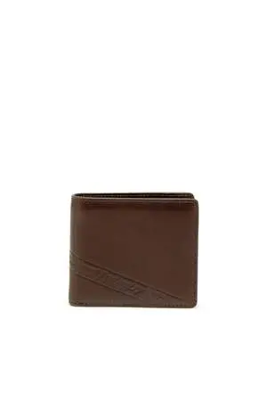DIESEL® Bi-fold Leather Wallet With Embossed Logo - Brown