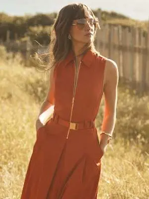 L'Agence Kolton Midi Dress With Belt And Zip Detail - Sienna