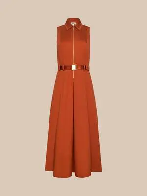 L'Agence Kolton Midi Dress With Belt And Zip Detail