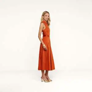 L'Agence Kolton Midi Dress With Belt And Zip Detail - Sienna