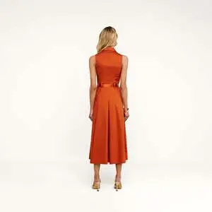 L'Agence Kolton Midi Dress With Belt And Zip Detail - Sienna