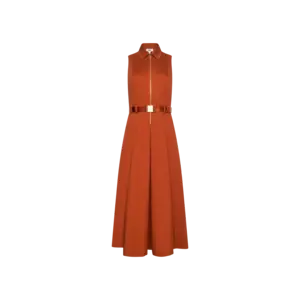 L'Agence Kolton Midi Dress With Belt And Zip Detail - Sienna
