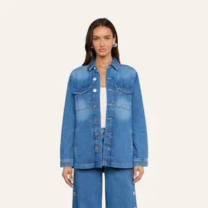 L'Agence Samaya Denim Utility Jacket With Tie Belt