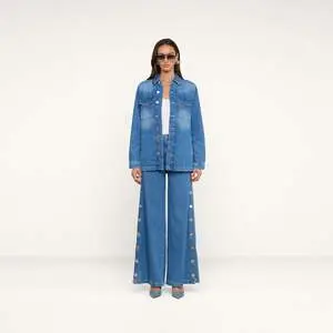 L'Agence Samaya Denim Utility Jacket With Tie Belt