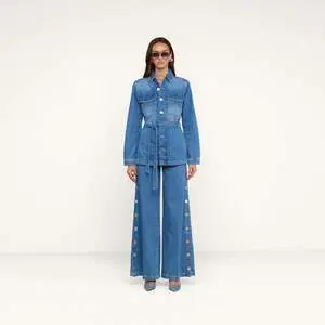 L'Agence Samaya Denim Utility Jacket With Tie Belt