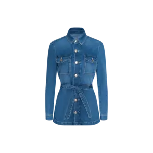 L'Agence Samaya Denim Utility Jacket With Tie Belt
