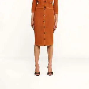 L'AGENCE Melania Pointelle Knit Skirt - Sienna