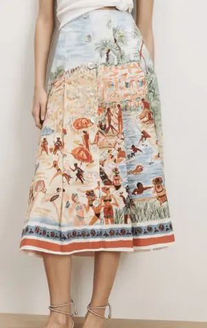 Veronica Beard Fynnley Printed Midi Skirt