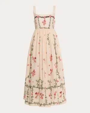 Agua Bendita Barbara Cauca Embroidered Cotton Midi Dress - Multicolor