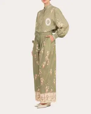 Agua Bendita Pleated Linen Trousers