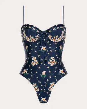 Agua Bendita Bano Promesa Ruffle Bustier One-piece Elastane/polyester/polyamide