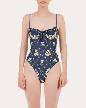 Agua Bendita Bano Promesa Ruffle Bustier One-piece Elastane/polyester/polyamide