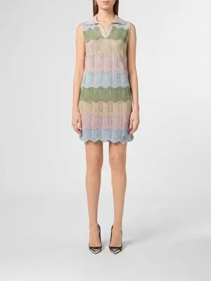 Philipp Plein Sleeveless Collared Knit Dress
