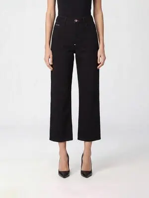 Philipp Plein High-waisted Wide-leg Cropped Stretch Denim Jeans - Black
