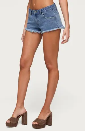 EDIKTED Cutoff Denim Shorts