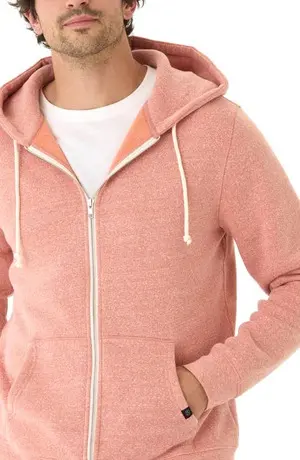 THREADS 4 THOUGHT Trim Fit Heathered Fleece Zip Hoodie - Firefly