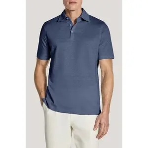 JACK VICTOR Davis Cotton Blend Piqué Polo - Navy