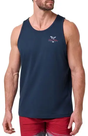 Travis Mathew Red White Bbq Cotton Graphic Tank