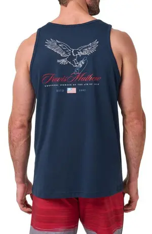 Travis Mathew Red White Bbq Cotton Graphic Tank