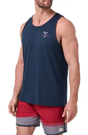 Travis Mathew Red White Bbq Cotton Graphic Tank