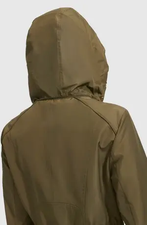 Cole Haan Packable Hooded Rain Jacket - Olive