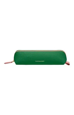 MAISON DE SABRE Leather Pencil Case Emerald Lily