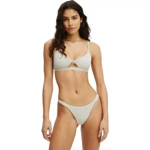 Cotton:on Branded Cotton Knot Front Bralette - Grey Marle