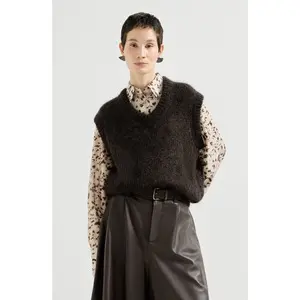 Brunello Cucinelli Sparkling Mohair Sweater Vest With Monili