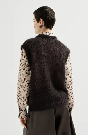 Brunello Cucinelli Sparkling Mohair Sweater Vest With Monili