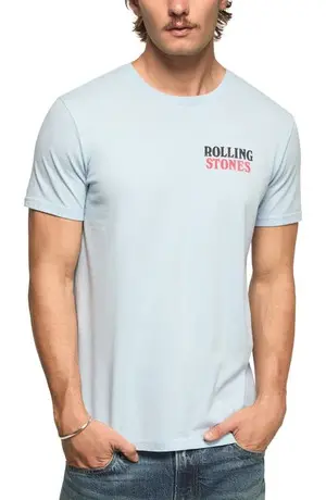 Lucky Brand Rolling Stones Tongues Graphic T-shirt - Cerulean