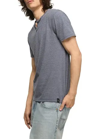 Lucky Brand Stripe Venice Burnout Henley - Blue Multi