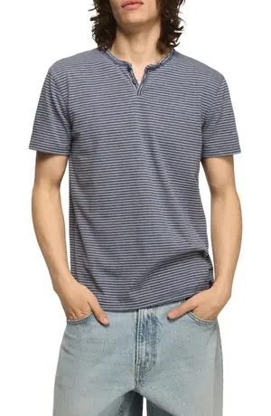 Lucky Brand Stripe Venice Burnout Henley - Blue Multi