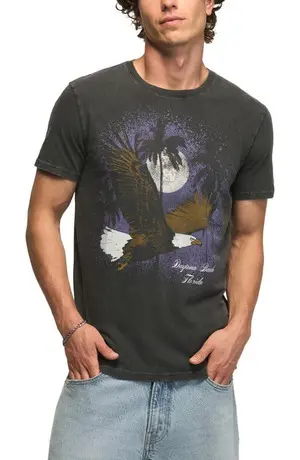 Lucky Brand Night Eagle Cotton Graphic T-shirt - Jet Black