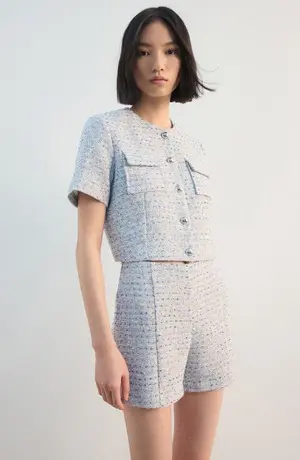 Mango Mid Rise Tweed Shorts