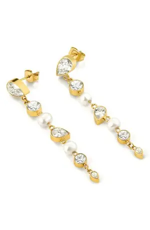 D.LOUISE Cubic Zirconia And Pearl Drop Earrings