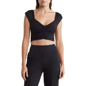 Free People Fp Movement Breathe Deeper Crop Top Black