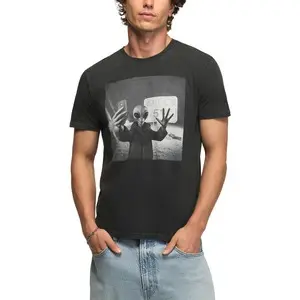 Lucky Brand Area 51 Alien Cotton Graphic T-shirt - Jet Black