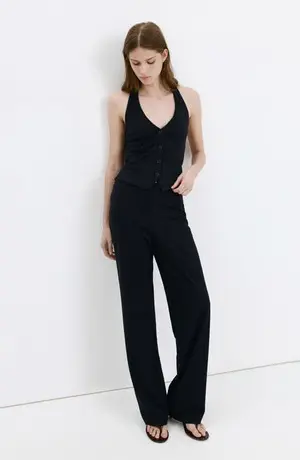 Mango Wide Leg Pants - Navy