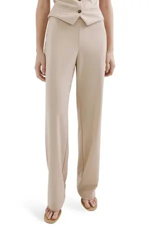 Mango Wide Leg Pants Sand