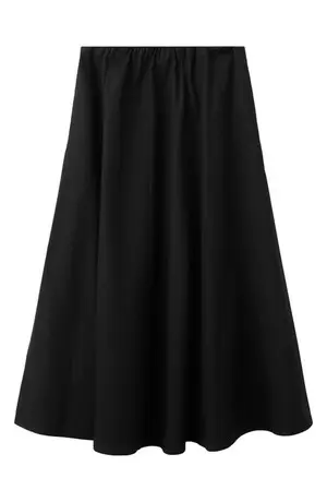 Mango Flared Cotton Midi Skirt - Black