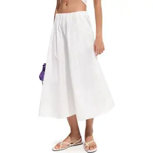 Mango Flared Cotton Midi Skirt White