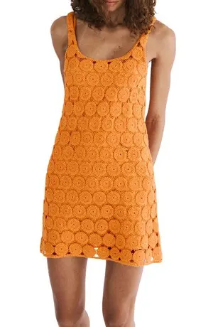 Mango Crochet Cotton Blend Minidress