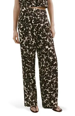Mango Floral Straight Leg Pants - Ecru