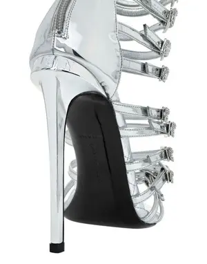 Philipp Plein Mirror Leather Sandals High Plein Heels Skull