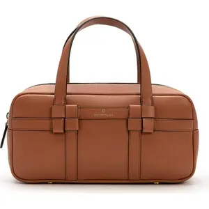 LA PORTEGNA Bibi Leather Bag With Shoulder Strap And Iconic Knots Brown