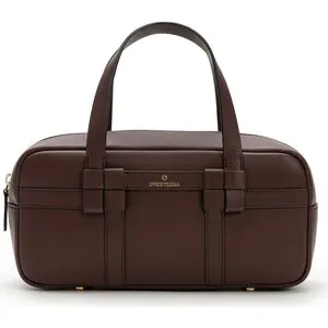 LA PORTEGNA Bibi Leather Bag With Shoulder Strap And Iconic Knots Burgundy