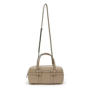 LA PORTEGNA Bibi Leather Bag With Shoulder Strap And Iconic Knots - Khaki