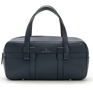 LA PORTEGNA Bibi Leather Bag With Shoulder Strap And Iconic Knots Navy